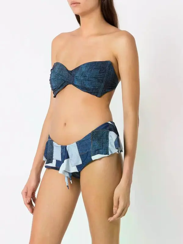 AMIR SLAMA Patchwork Bandeau Bikini Set