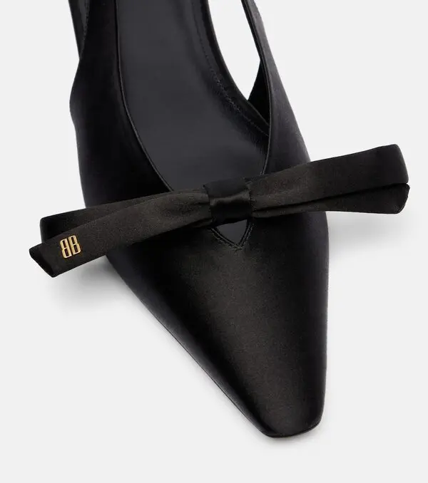 Balenciaga Nano Bb Satin Slingback Flats