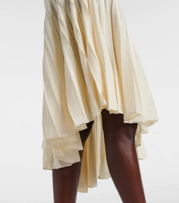 Alaïa Asymmetric Pleated Crêpe Midi Dress