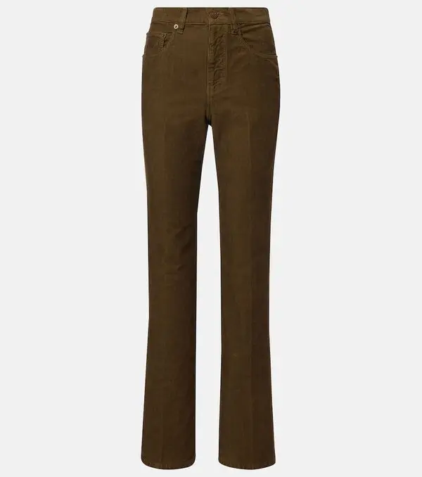 Saint Laurent Clyde Corduroy Straight Pants - Green