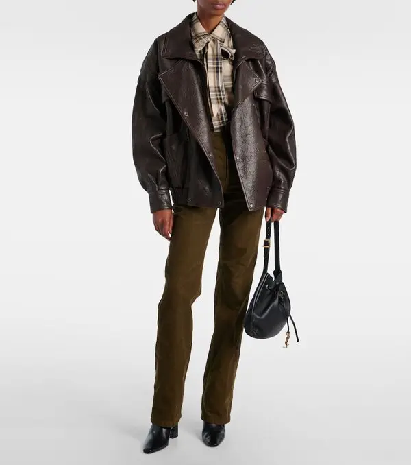 Saint Laurent Clyde Corduroy Straight Pants - Green
