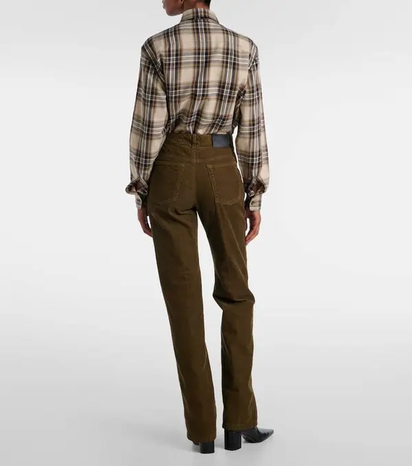 Saint Laurent Clyde Corduroy Straight Pants - Green