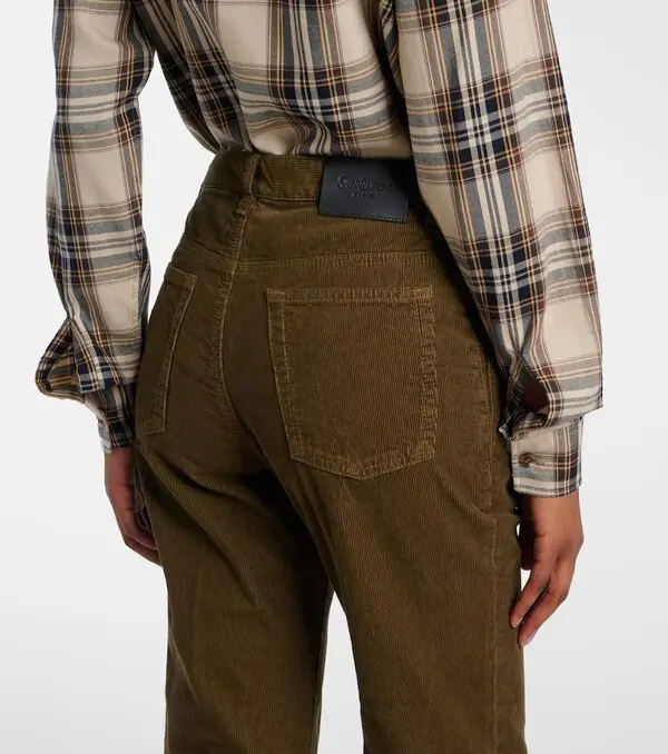 Saint Laurent Clyde Corduroy Straight Pants - Green