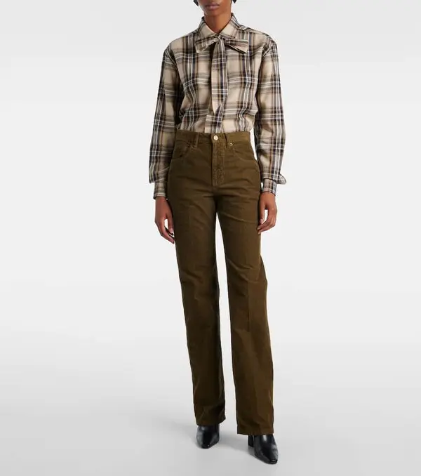 Saint Laurent Clyde Corduroy Straight Pants - Green