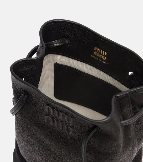 Miu Miu Logo Leather Bucket Bag