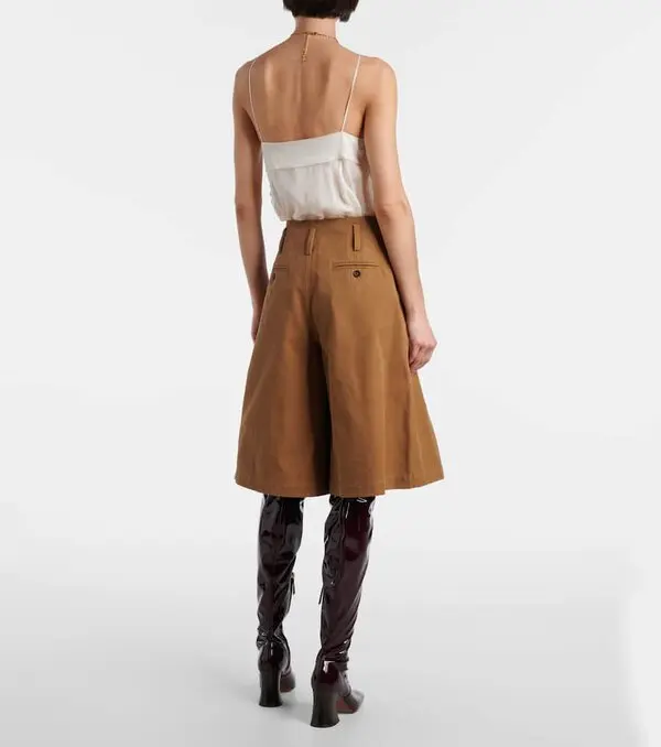 Chloé High-rise Cotton Canvas Bermuda Shorts