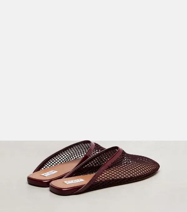 Alaïa Fishnet Mules - Burgundy