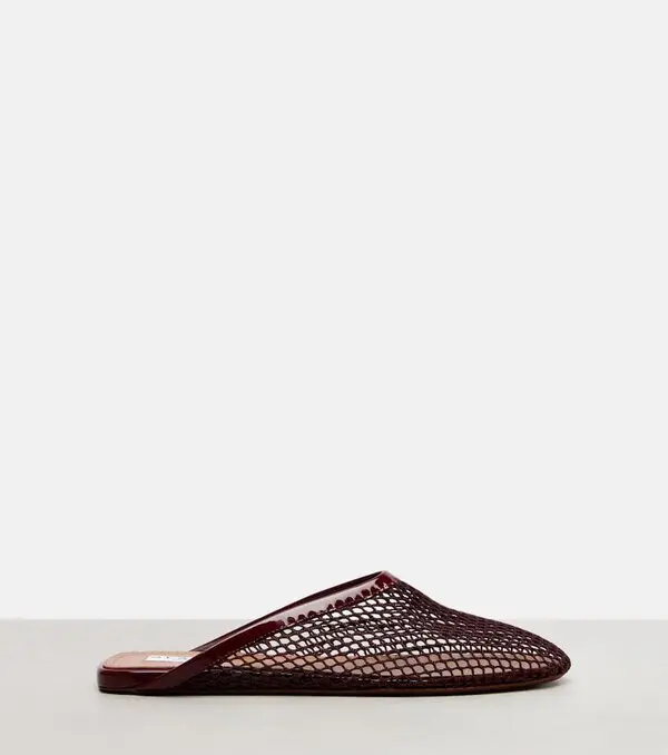 Alaïa Fishnet Mules - Burgundy