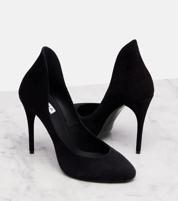Alaïa Decollete 110 Suede Pumps - Black