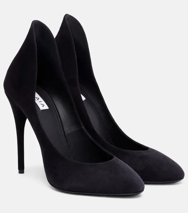 Alaïa Decolette 110 Suede Pumps - Black