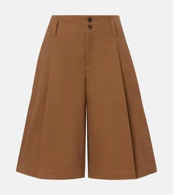 Chloé High-rise Cotton Canvas Bermuda Shorts - Brown