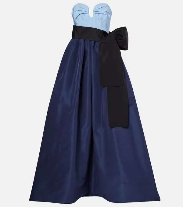 Carolina Herrera Belted Silk Bustier Gown