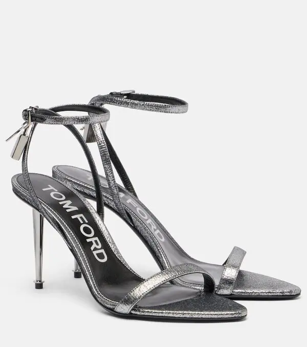 TOM FORD Padlock 85 Metallic Sandals