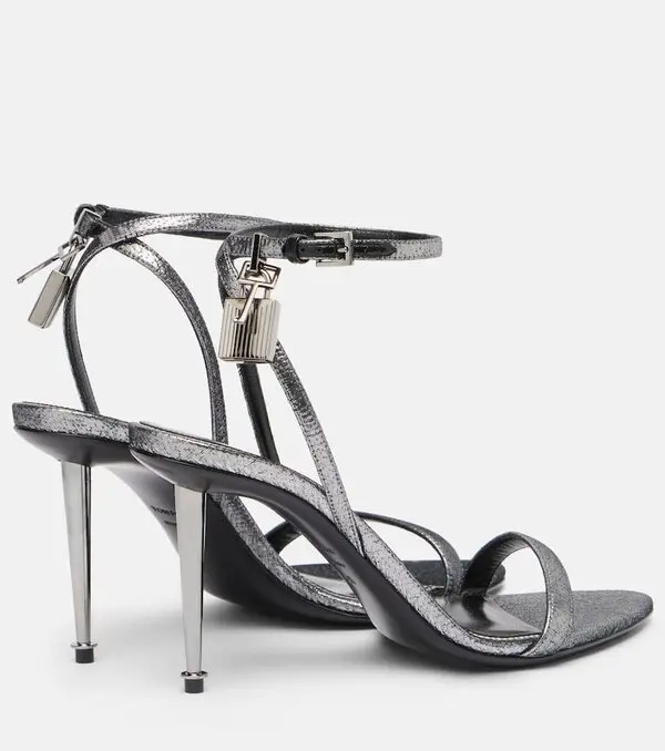 TOM FORD Padlock 85 Metallic Sandals