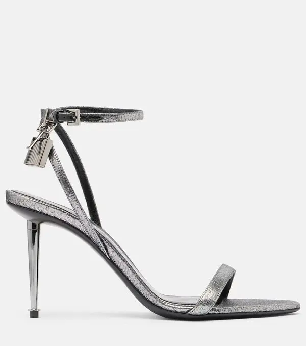 TOM FORD Padlock 85 Metallic Sandals