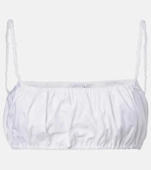 Alaïa Ruched Cotton Bra Top - White
