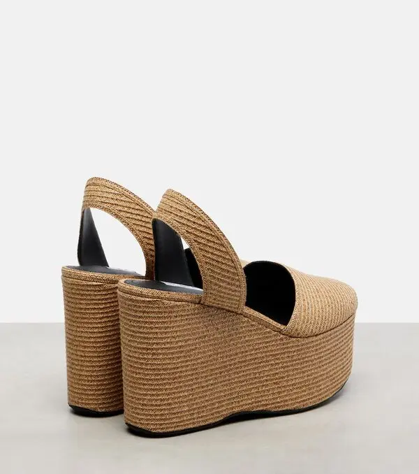 Alaïa Straw Wedge Sandals - Beige