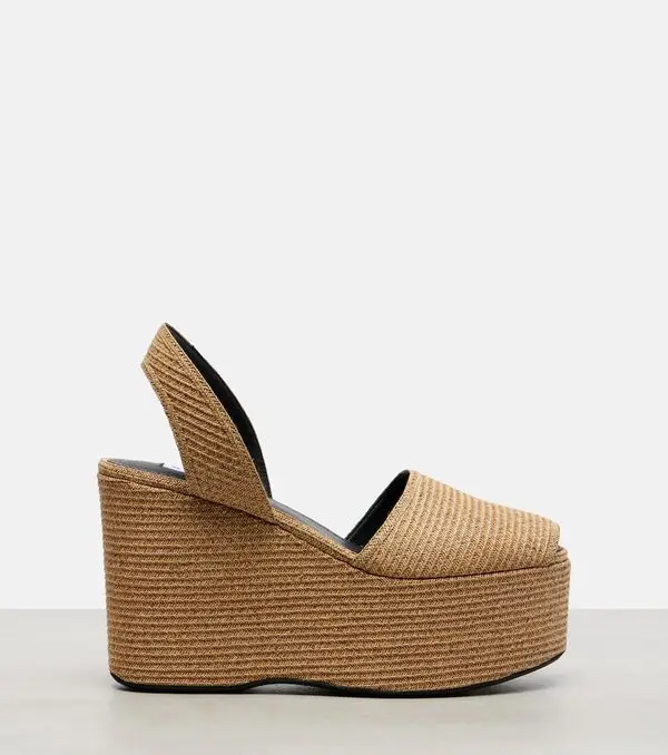 Alaïa Straw Wedge Sandals - Beige