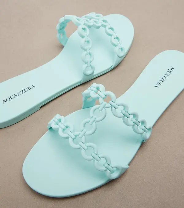 AQUAZZURA Infinity Chain Jelly Slides - Blue