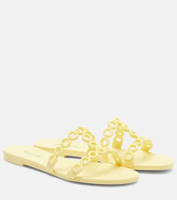 AQUAZZURA Infinity Chain Jelly Slides - Yellow