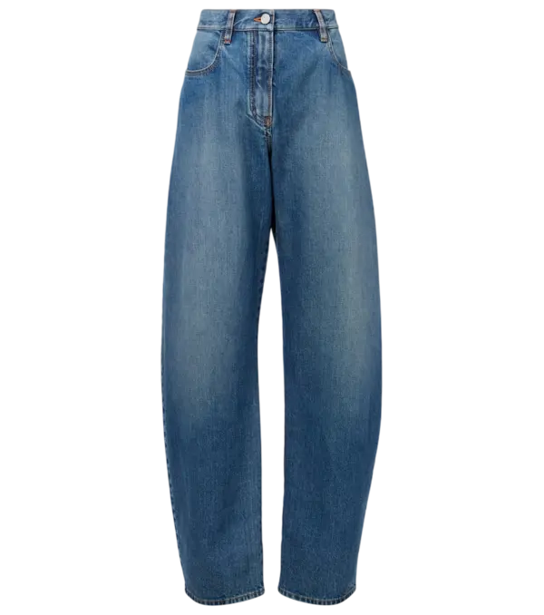 Alaïa High-rise Barrel-leg Jeans In Bleu Neige - Blue