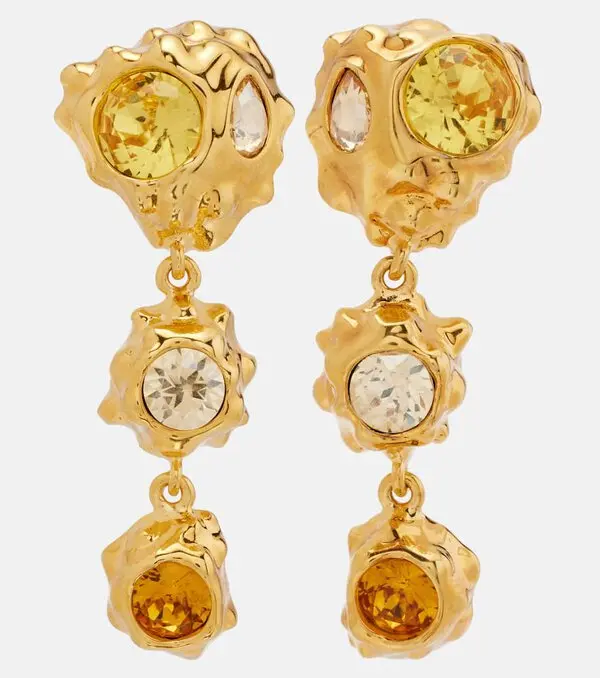 Oscar De La Renta Crystal-embellished Drop Earrings - Gold