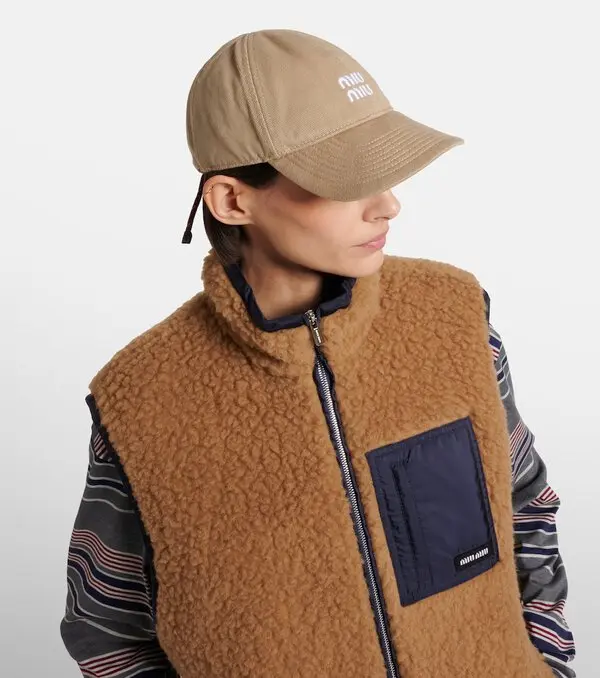 Miu Miu Logo Denim Baseball Cap - Beige