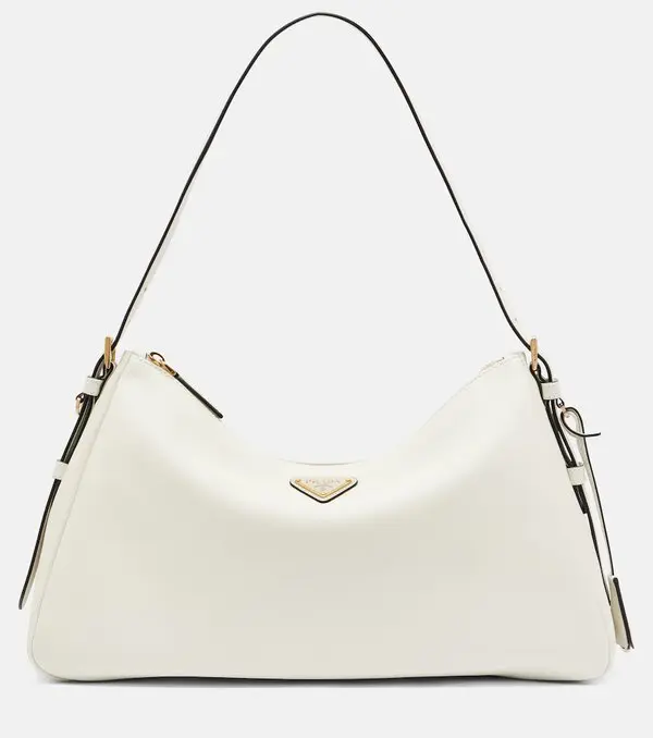 Prada Large Leather Shoulder Bag - White