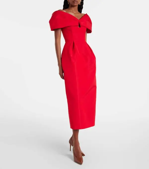 Carolina Herrera Off-shoulder Silk Maxi Dress