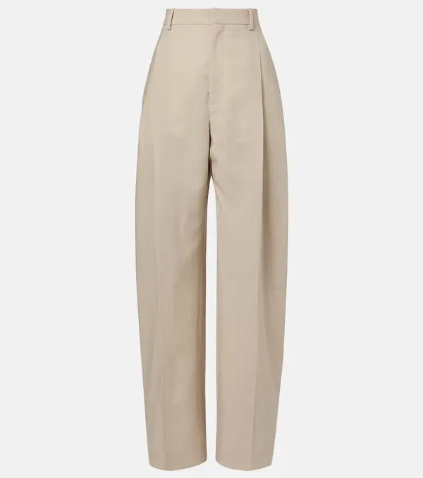 Wardrobe.NYC Mid-rise Wool Straight Pants - Beige