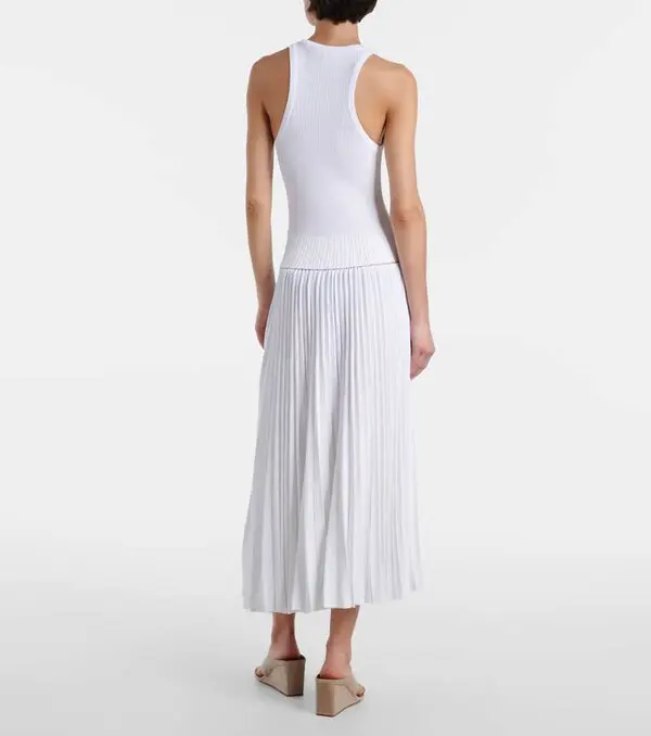 Alaïa Pleated Ribbed-knit Midi Dress - Green