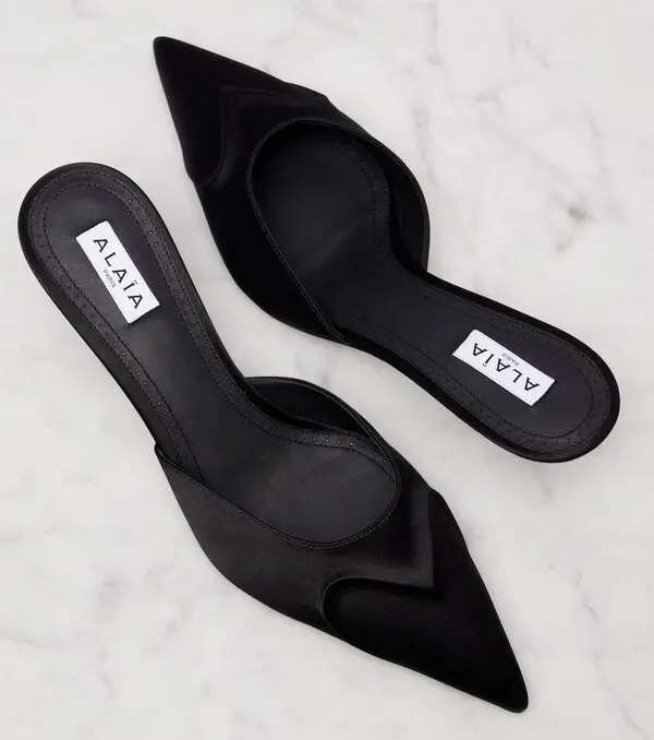 Alaïa Le Cœur 3d 55 Satin Mules - Black