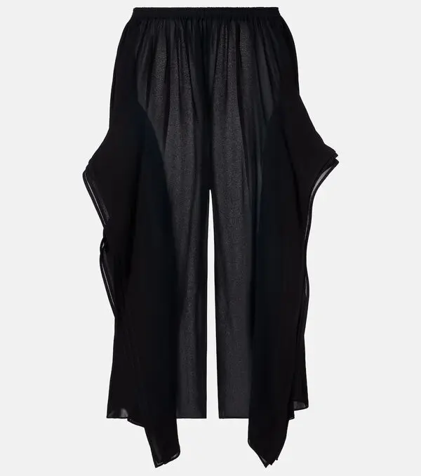 Alaïa Low-rise Georgette Wide-leg Pants - Black