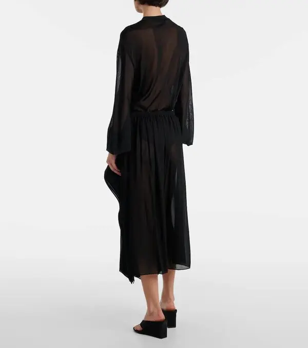 Alaïa Low-rise Georgette Wide-leg Pants - Black