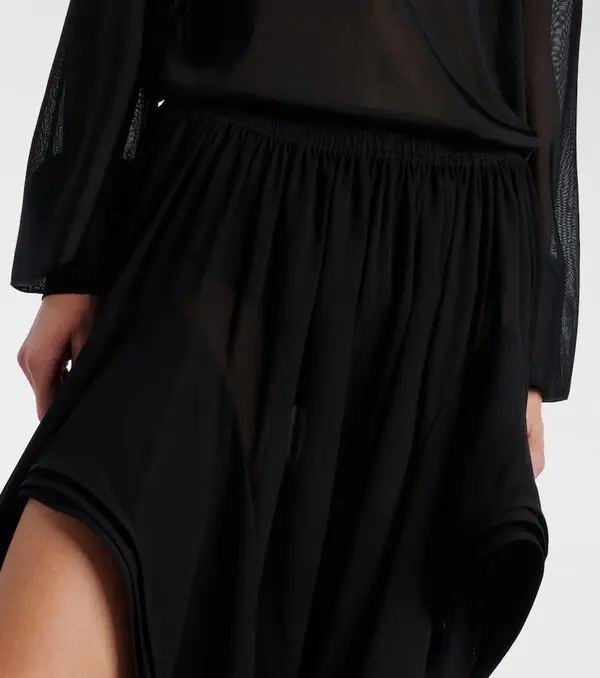 Alaïa Low-rise Georgette Wide-leg Pants - Black