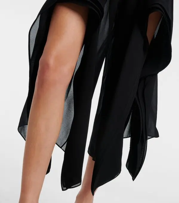 Alaïa Low-rise Georgette Wide-leg Pants - Black