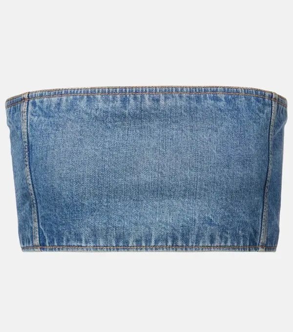 Alaïa Denim Crop Top - Blue