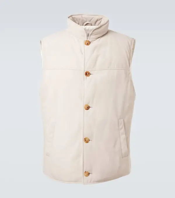 Brunello Cucinelli Suede Down Vest - Beige