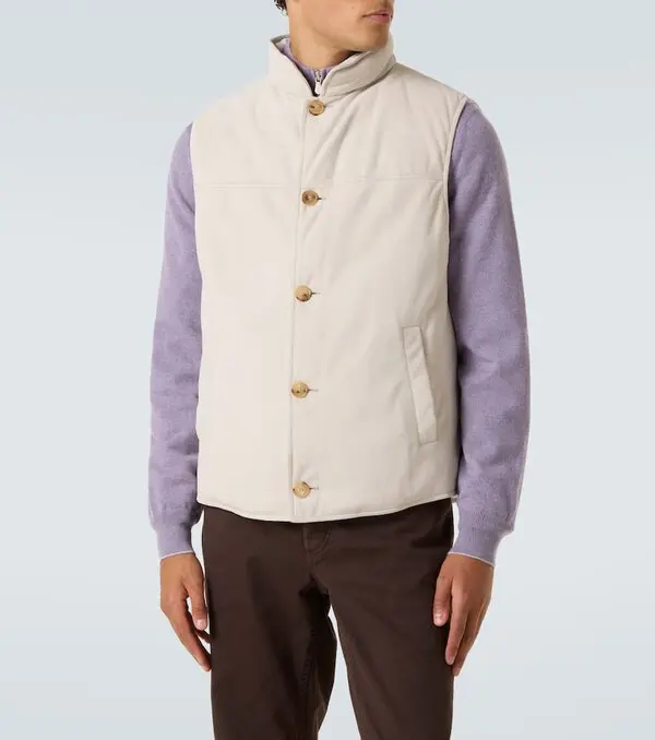 Brunello Cucinelli Suede Down Vest - Beige