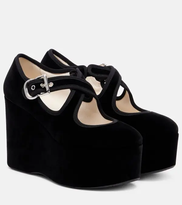Alaïa Criss Cross 110 Velvet Wedges