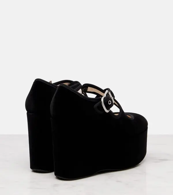 Alaïa Criss Cross 110 Velvet Wedges
