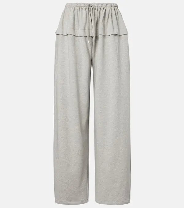 Alaïa Ruffled Cotton-blend Track Pants - Grey