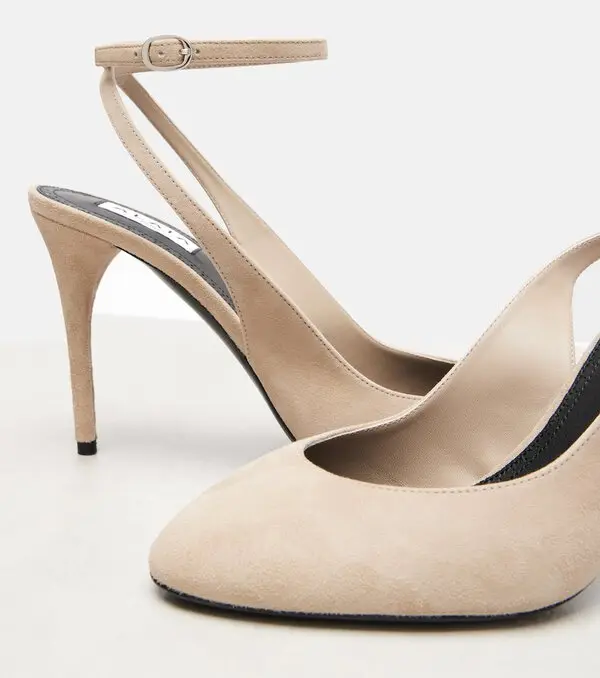 Alaïa Decolette 90 Suede Pumps - Beige