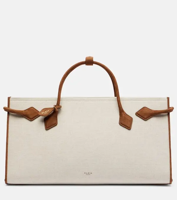 Alaïa Le Teckel Leather-trimmed Canvas Tote Bag - Beige