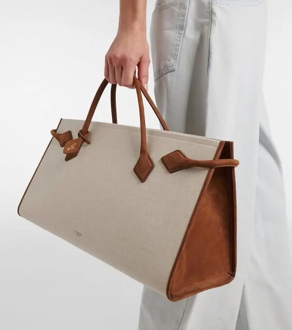 Alaïa Le Teckel Leather-trimmed Canvas Tote Bag - Beige