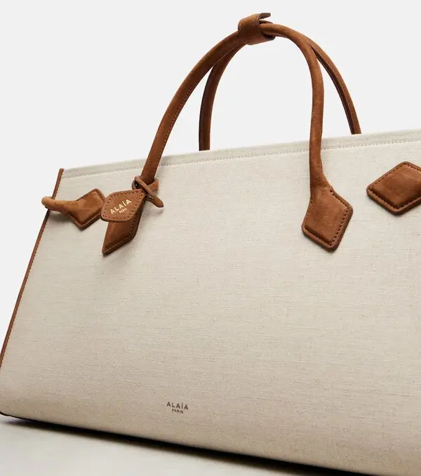 Alaïa Le Teckel Leather-trimmed Canvas Tote Bag - Beige
