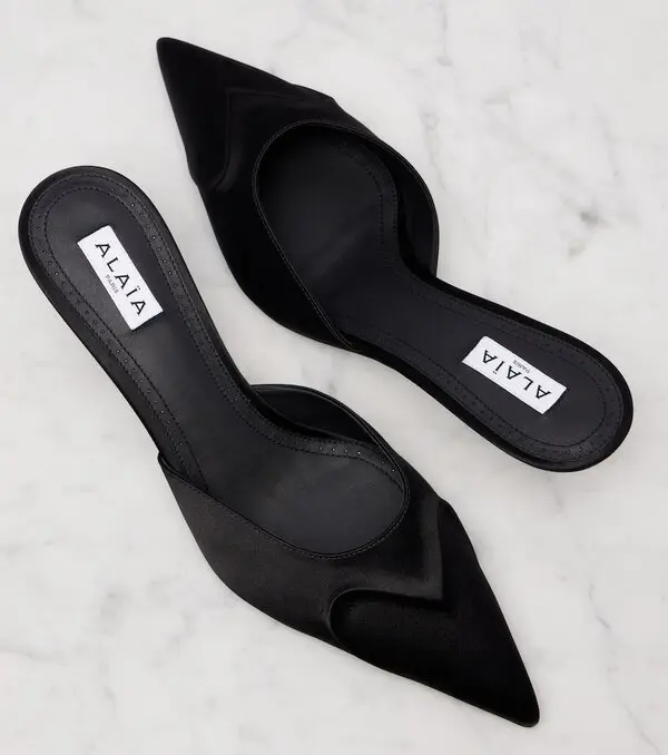 Alaïa Le Cœur 3d 55 Satin Mules - Black
