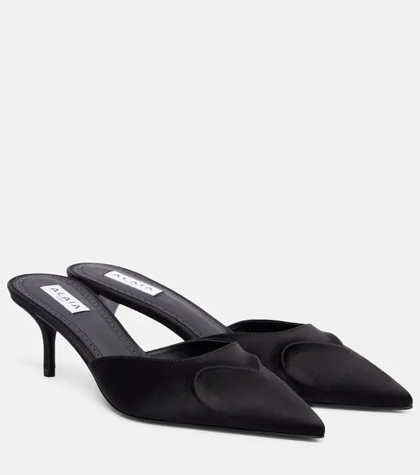 Alaïa Le Cœur 3d 55 Satin Mules - Black