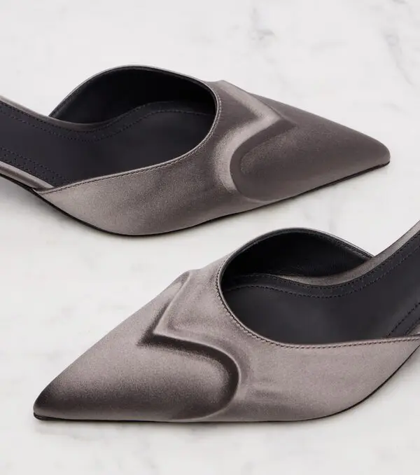 Alaïa Le Cœur 3d 55 Satin Mules - Grey