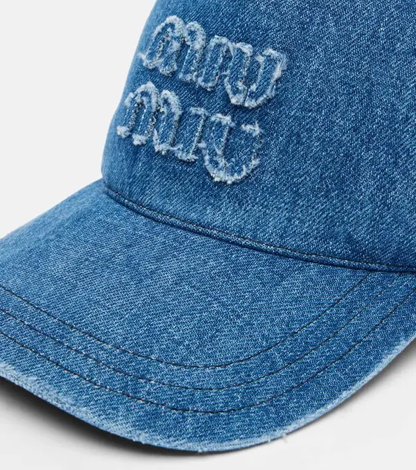 Miu Miu Logo Denim Baseball Cap - Blue